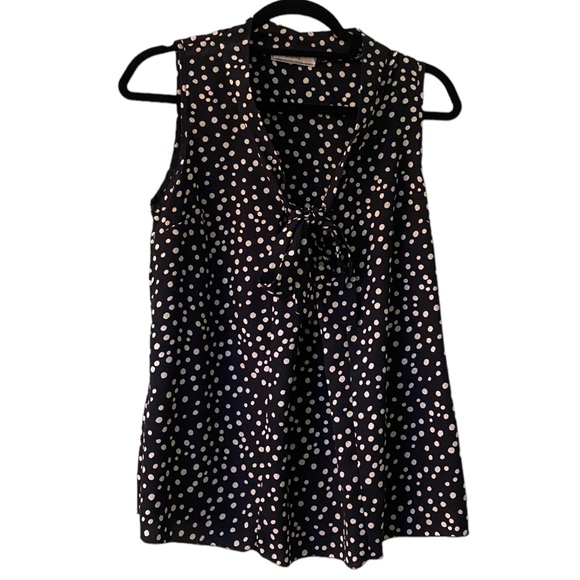 Poema | Tops | Modcloth Poema Front Bow Blouse Navy White Polka Dots ...